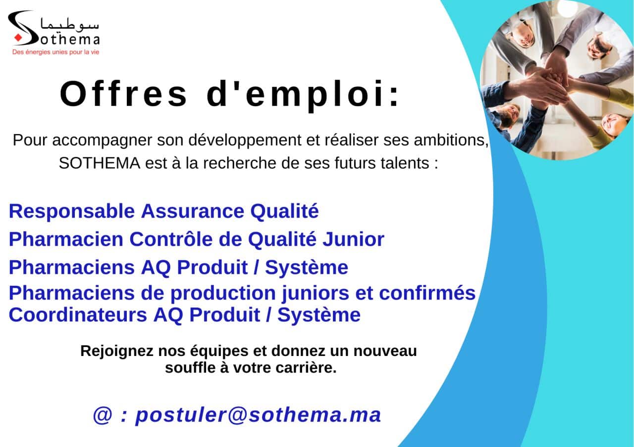 Sothema recrute Plusieurs Profils: - Bghit nekhdem Sothema recrute Plusieurs Profils: - Bghit nekhdem