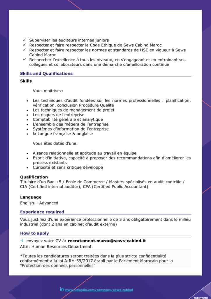 Sews Cabind Maroc recrute Plusieurs Profils | eKhadma Sews Cabind Maroc recrute Plusieurs Profils | eKhadma