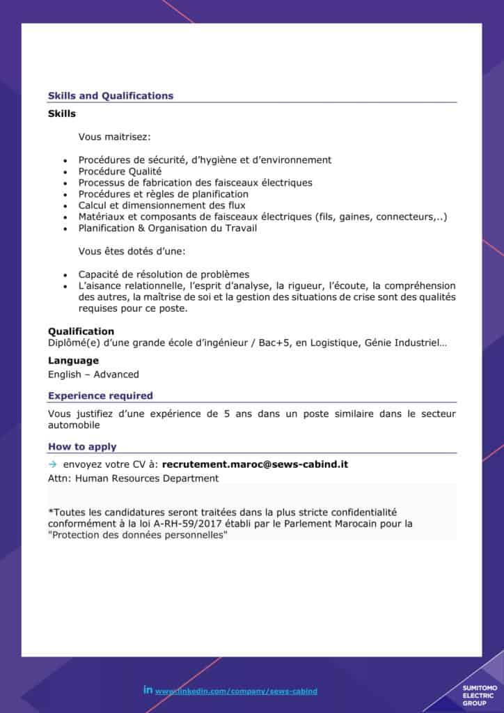 Sews Cabind Maroc recrute Plusieurs Profils | eKhadma Sews Cabind Maroc recrute Plusieurs Profils | eKhadma